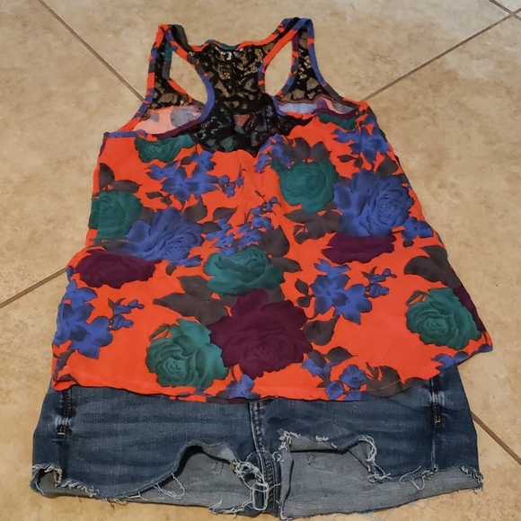 Volcom | Tops | Racerback Floral Lace Top Xs | Poshmark